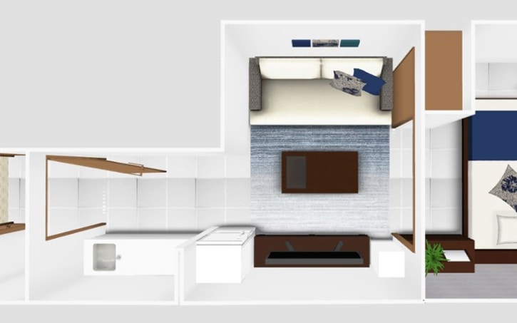 【インテリア実例】1DKを快適に暮らせる一人暮らしのレイアウトとカラーコーデ | a.flat 風が運ぶ、自然の贈りもの - 目黒通り・新宿・大阪梅田(グランフロント北館)