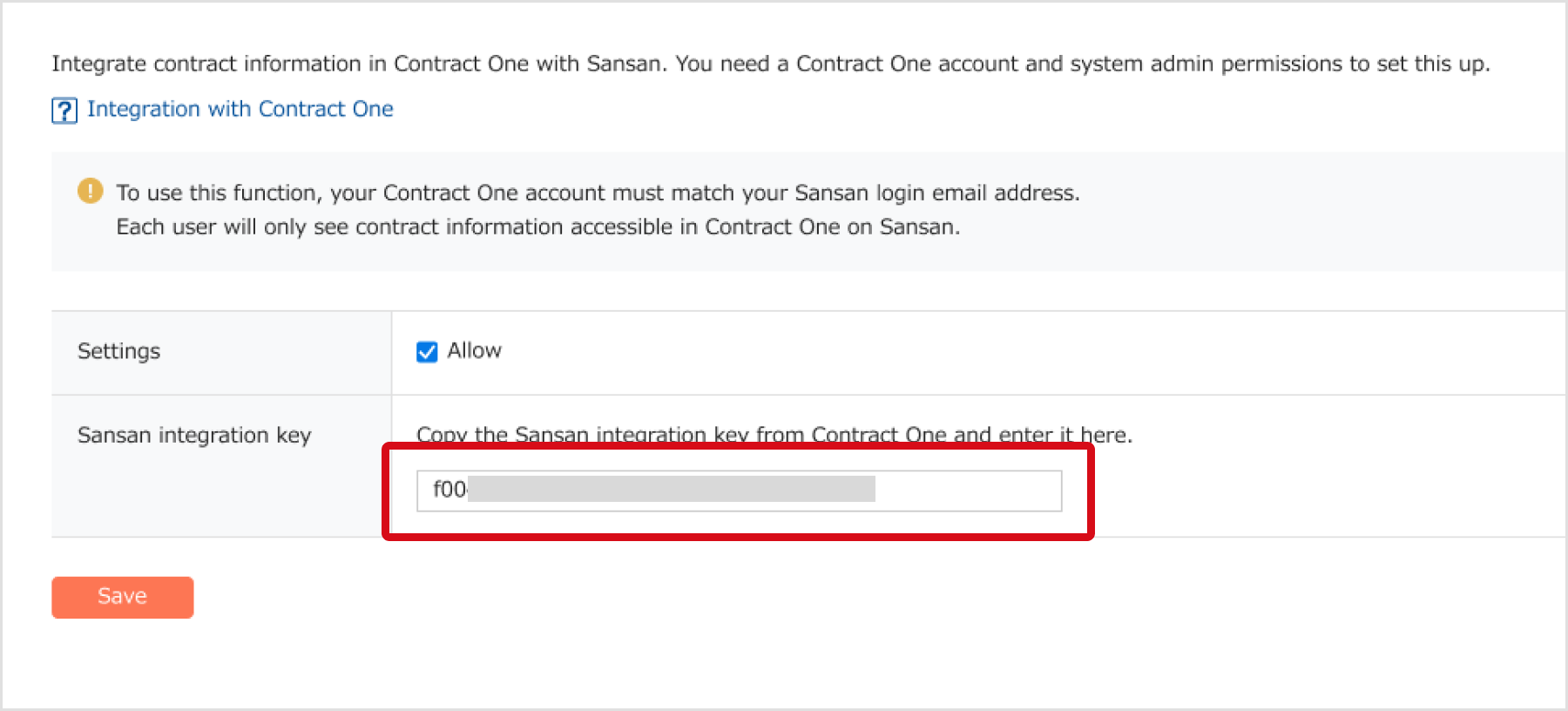 Integration with Contract One – Sansan Support Center