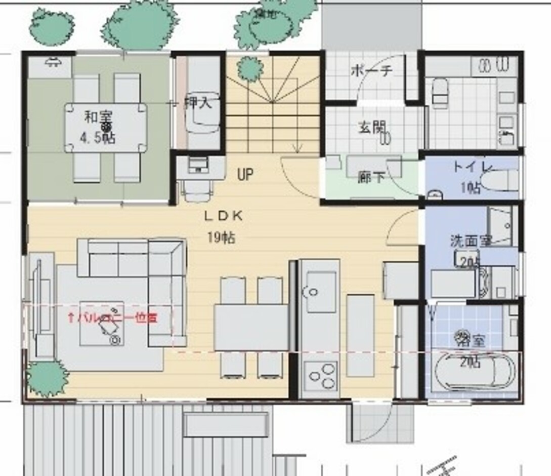 プラン42－間口9．1m（5間）木造2階建て4LDK 延床面積107㎡（32．3坪）