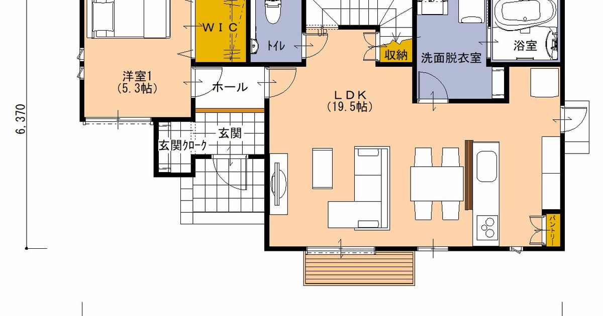 1階に寝室がある暮らし 4LDK | HAPPY HOUSE（山田工務店）の間取り例【くふうイエタテ】