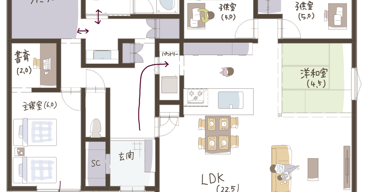 3LDK、33坪の平屋の間取り | 子育て安心住宅 Design Craft Officeの間取り例【くふうイエタテ】