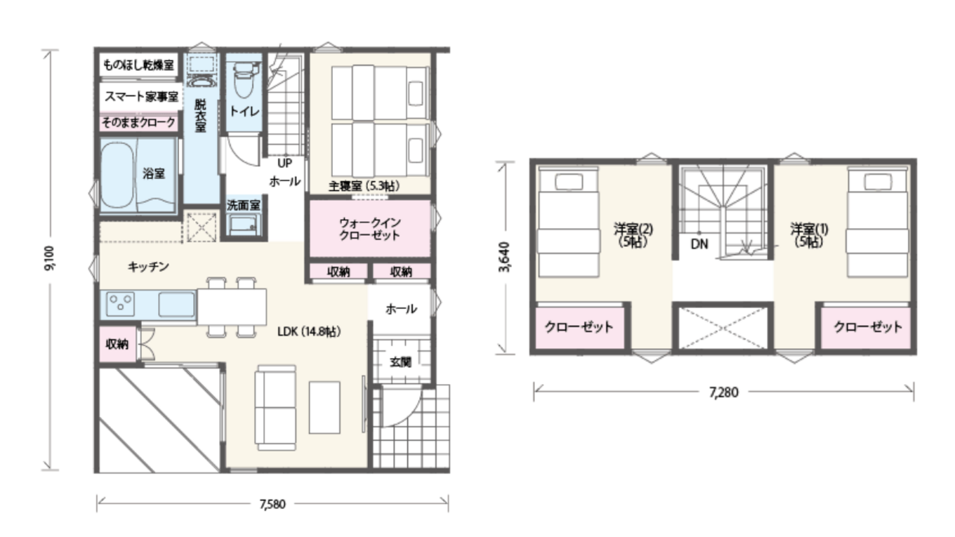 【1.5階/3LDK/ 26.5坪】「スマート家事室」つきの平屋生活 | グローバルハウスの間取り例【くふうイエタテ】