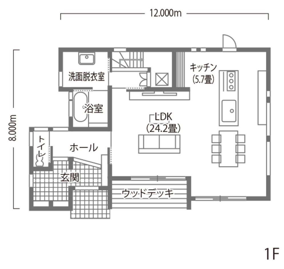 約30畳のLDKと広い庭で、家族がのびやかに暮らす家 | 吉川住建の間取り例【くふうイエタテ】