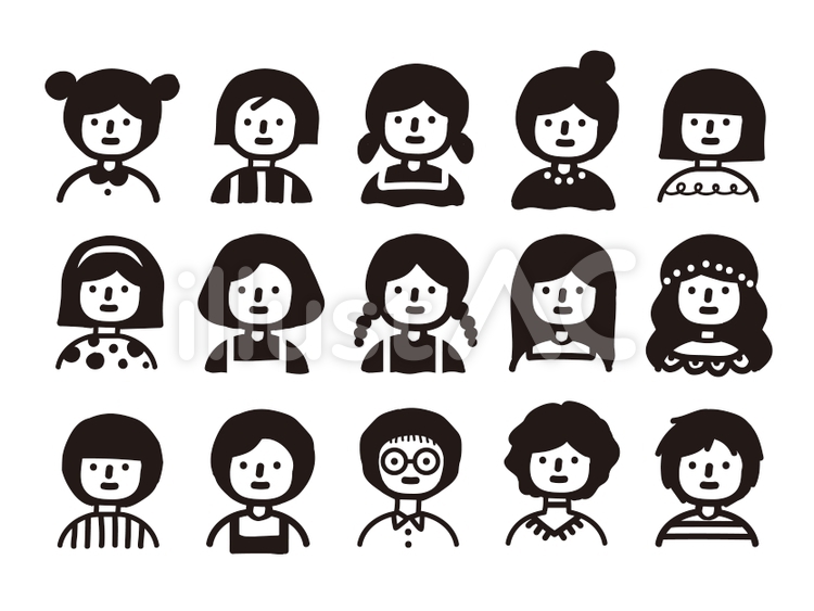 Free Vectors | Simple black and white line face set
