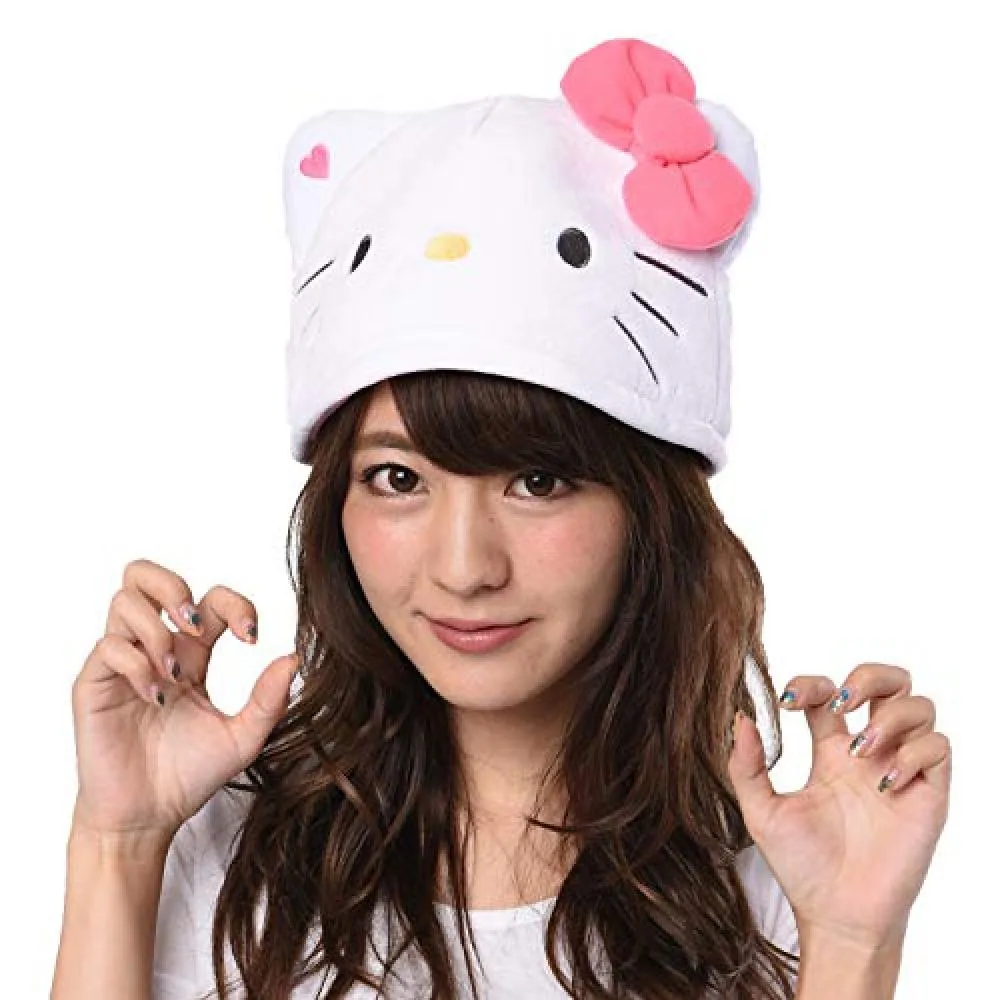 Hello Kitty Beanie Costume Half Kigurumi Plush Hat Adult Size Women's ...