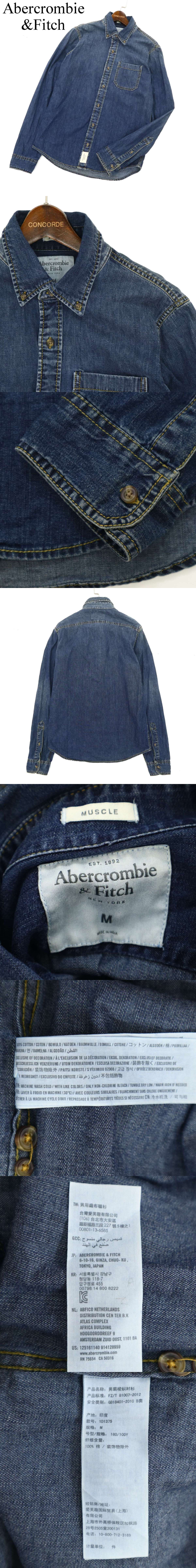 代購代標第一品牌－樂淘letao－Abercrombie&Fitch アバクロンビー＆フィッチ 通年 USED加工★ 長袖 ボタンダウン デニム シャツ Sz.M メンズ C3T06100_7#C