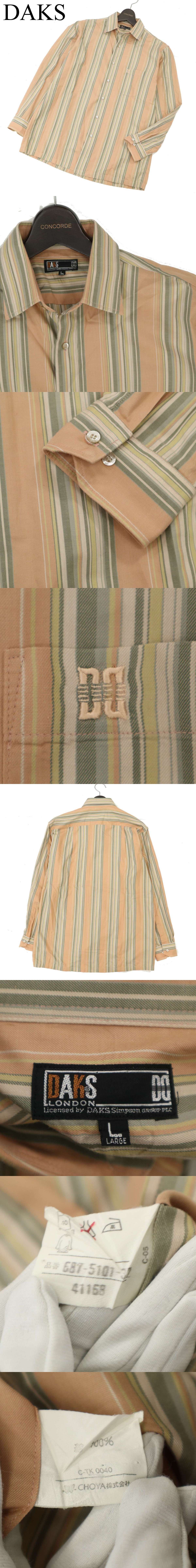 日本代購代標第一品牌【樂淘letao】－DAKS ダックス 通年 長袖 ロゴ刺繍★ ストライプ柄 シャツ Sz.L メンズ C4T00149_1#C