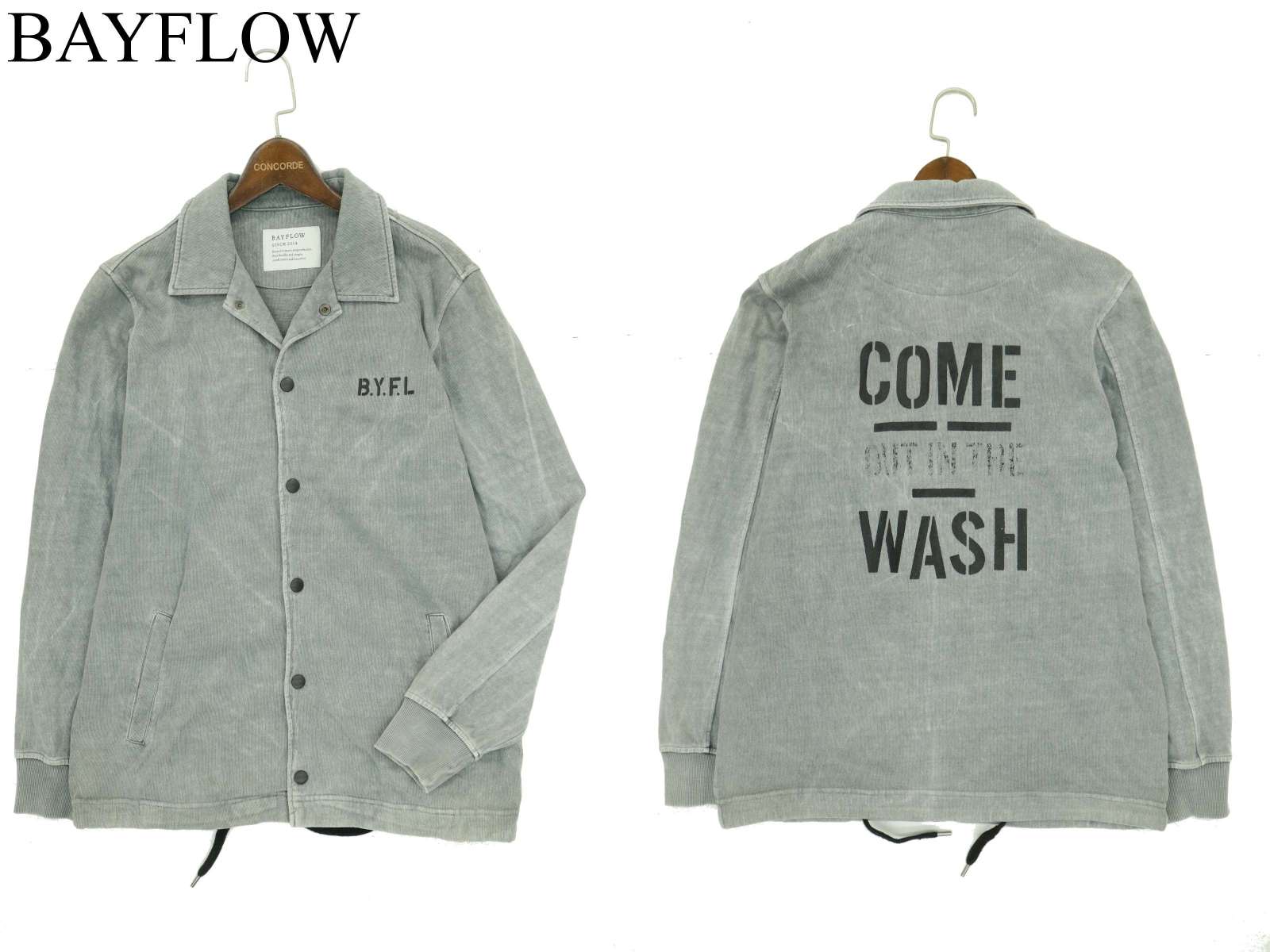代購代標第一品牌－樂淘letao－BAYFLOW ベイフロー 通年 プリント★ ウォッシュ加工 コットン コーチ ジャケット Sz.3 メンズ グレー A3T11572_A#O