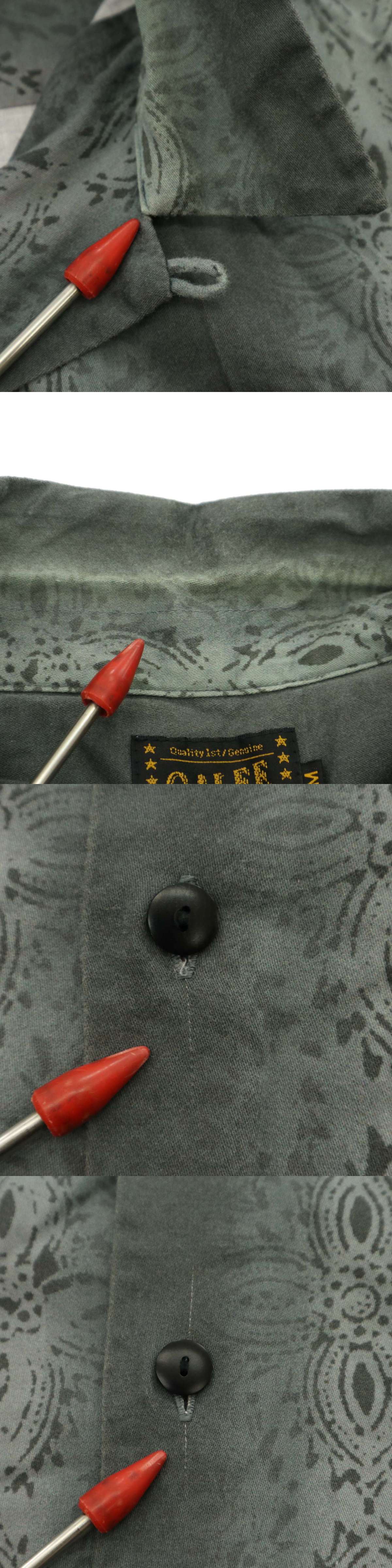 代購代標第一品牌－樂淘letao－CALEE キャリー 春夏 半袖 総柄★ ワーク シャツ Sz.M メンズ グレー C3T05548_6#A