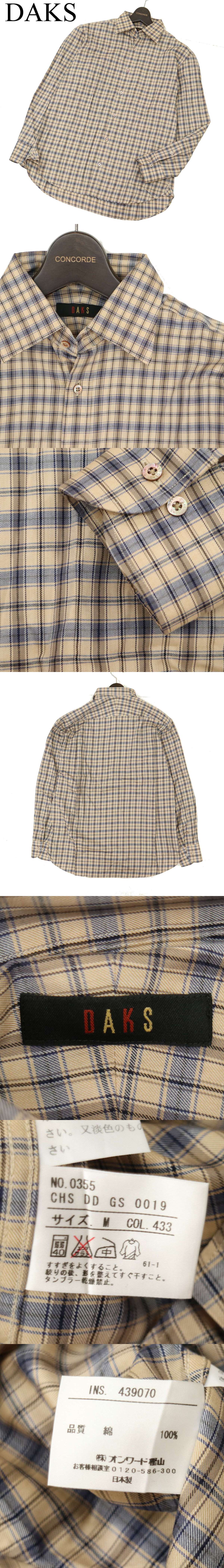 Yahoo!オークション - DAKS ダックス 通年 長袖 チェック シャツ Sz.M ...