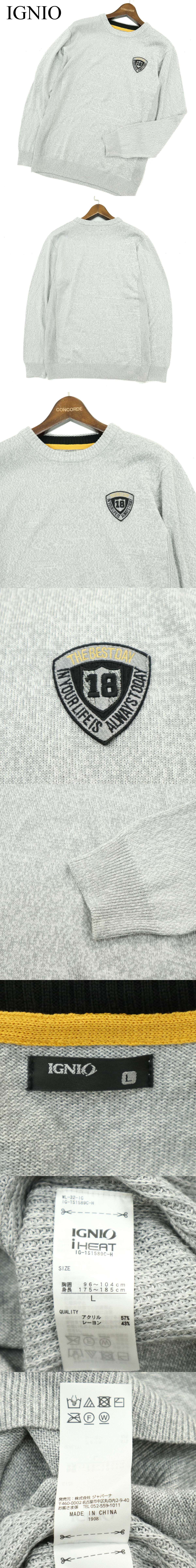 Yahoo!オークション - IGNIO イグニオ 秋冬 ワッペン クルーネック ニ...