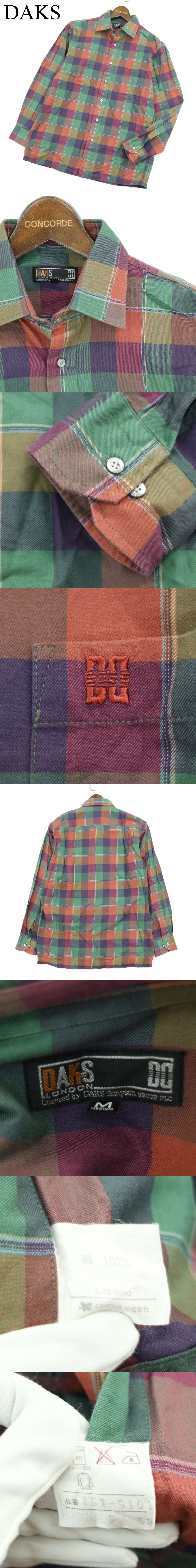 代購代標第一品牌－樂淘letao－DAKS LONDON ダックス ロンドン 通年 ロゴ刺繍★ 長袖 チェック シャツ Sz.M メンズ A3T01748_2#C