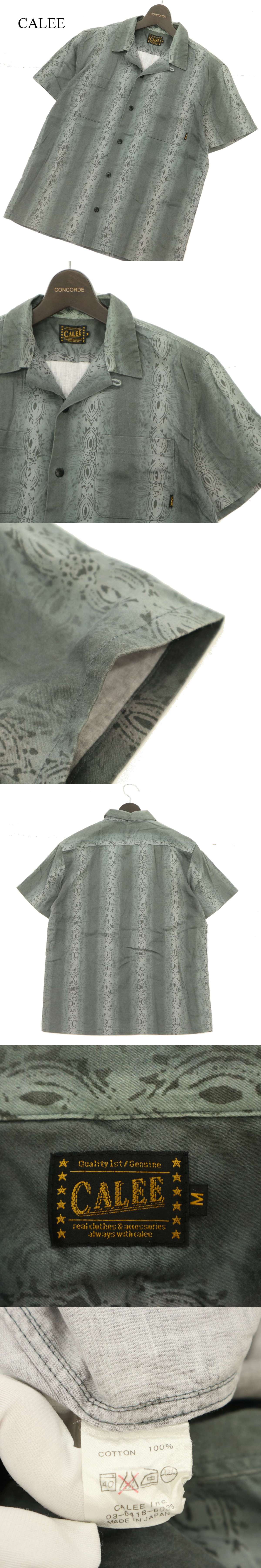代購代標第一品牌－樂淘letao－CALEE キャリー 春夏 半袖 総柄★ ワーク シャツ Sz.M メンズ グレー C3T05548_6#A