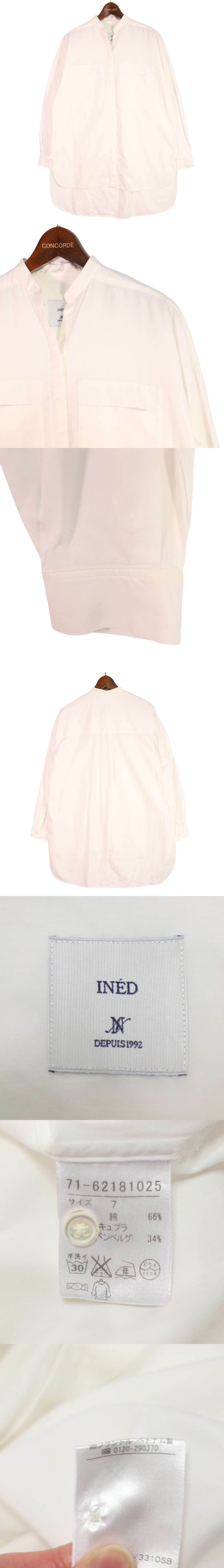 Yahoo!オークション - INED イネド 通年 長袖 バンドカラー シャツ ブ...