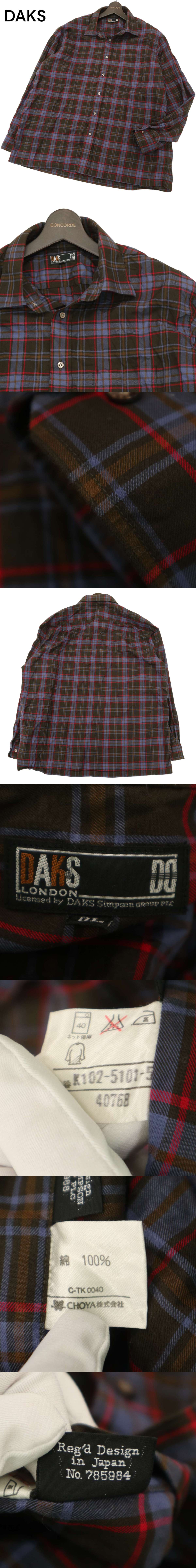 日本代購代標第一品牌【樂淘letao】－DAKS ダックス 通年 長袖 チェック★ シャツ Sz.3L メンズ 大きいサイズ 特大 C4T03070_4#C