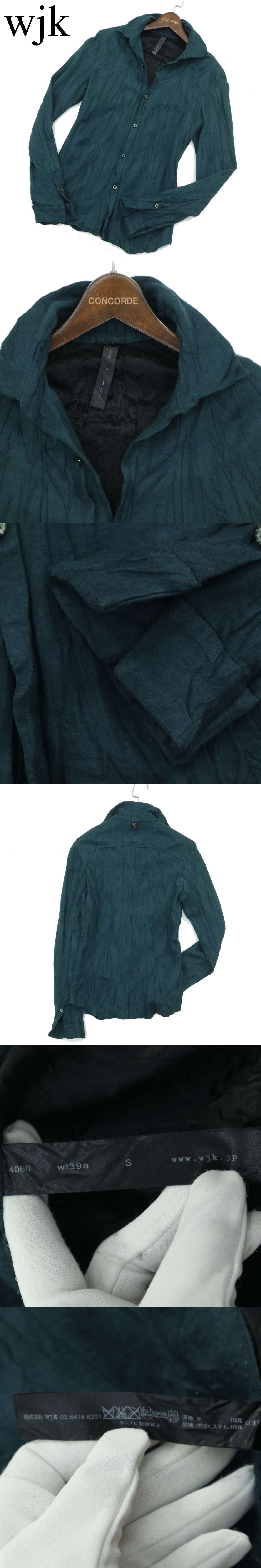 日本代購代標第一品牌【樂淘letao】－wjk ダブルジェイケイ 秋冬 シワ加工★ プレミアム ウール ジャージー 長袖 スリム シャツ Sz.S メンズ 日本製 A3T13823_B#B