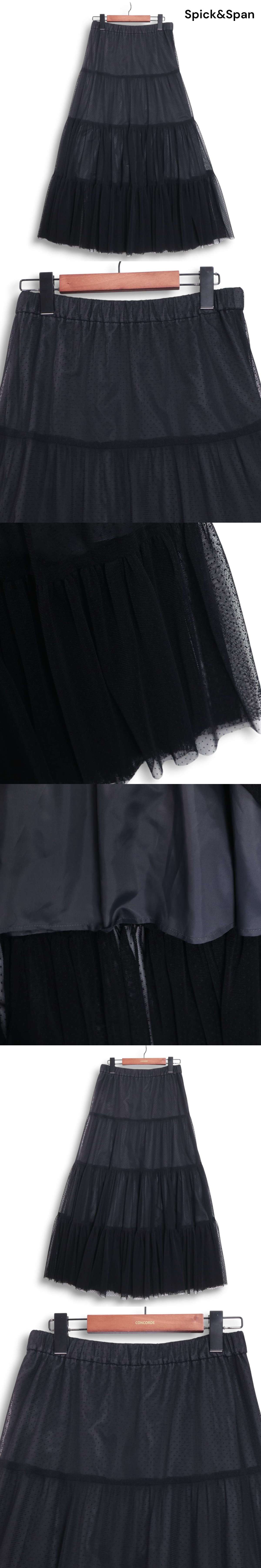 日本代購代標第一品牌【樂淘letao】－23SS★ Spick & Span スピックアンドスパン 通年♪ チュール ドット ティアード ロング スカート Sz.38 レディース 黒 ...