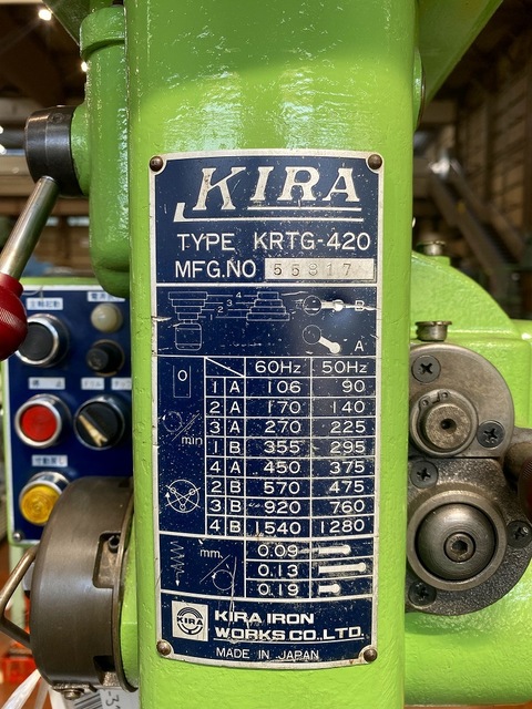 タッピングボール盤 キラ KRTG-420 キャスター台付 画像一覧 ｜ 機械団地 第211回機械工具入札会
