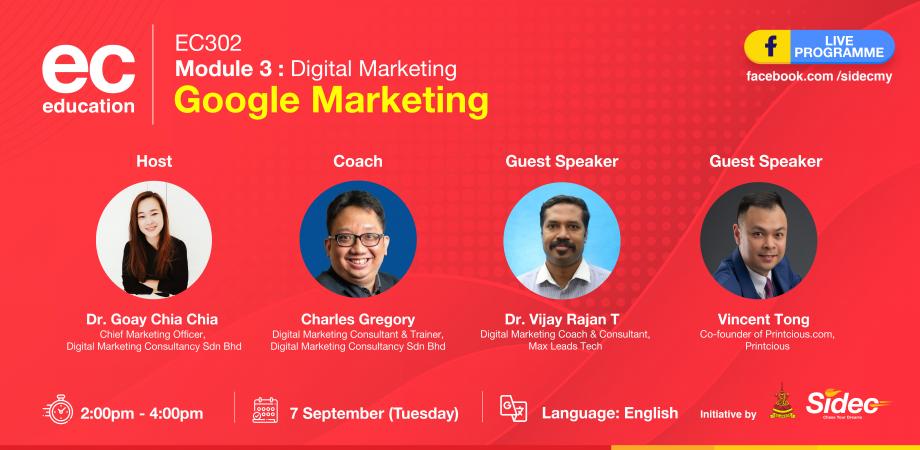 SIDEC LIVE STREAMING - EC 302: Google Marketing | Peatix