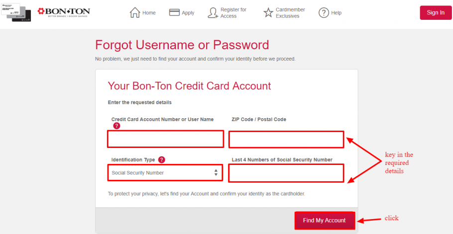 Bonton Credit Card Login