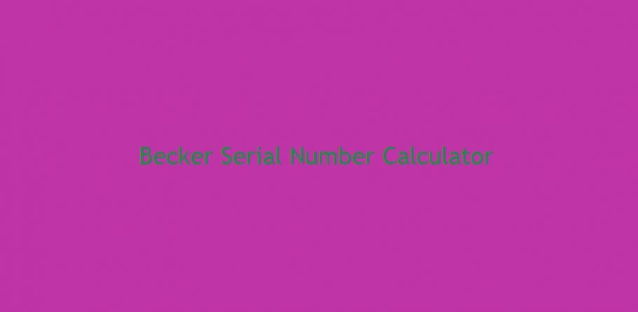 Becker serial code calculator - doglena