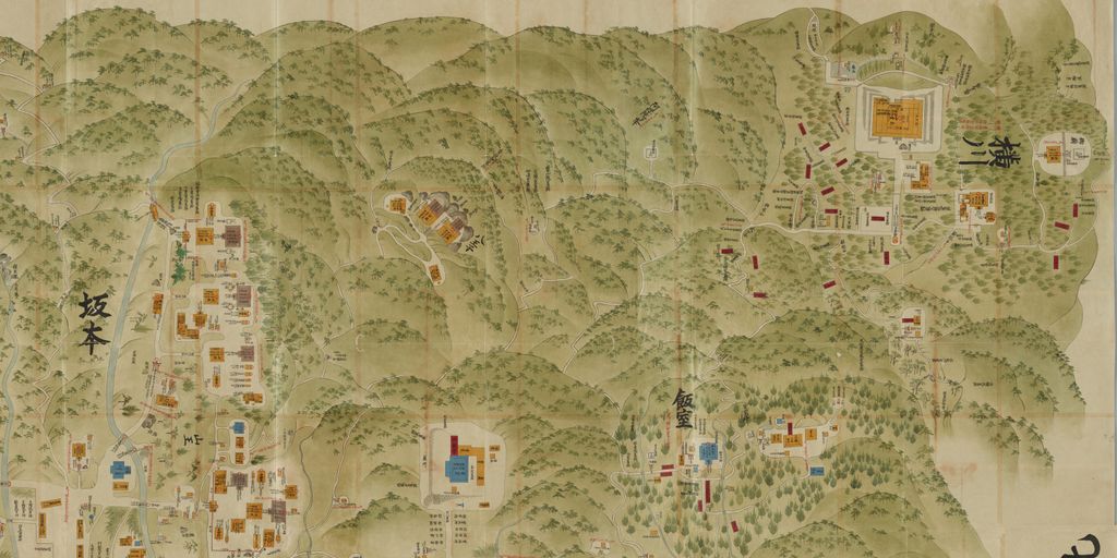 Old Maps of Enryakuji Temple on Mt. Hiei, "Sanmon-Santō Sakamoto Sōezu ...